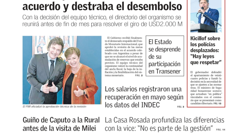 El FMI aprobó la primera revisión y avanzan la venta de Transener: la tapa de BAE Negocios | BAE ...